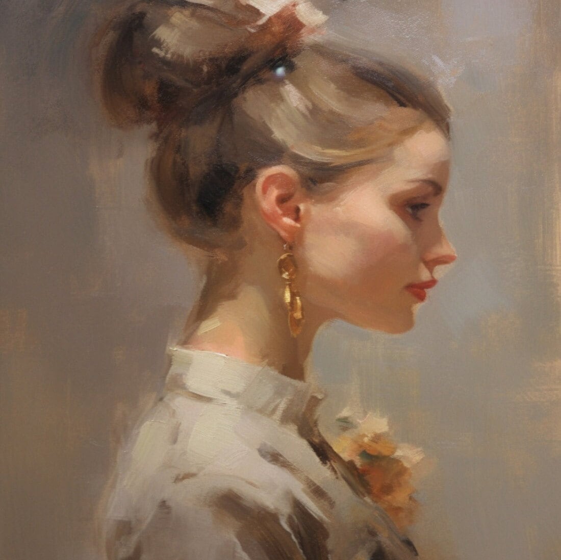 Soft Tonal Woman Portrait Oil Painting | Modernism Wall Art | Antique ...