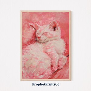 Set of 4 Pink Cat Art Prints | Whimsical Nursery Wall Art | Cute Home ...
