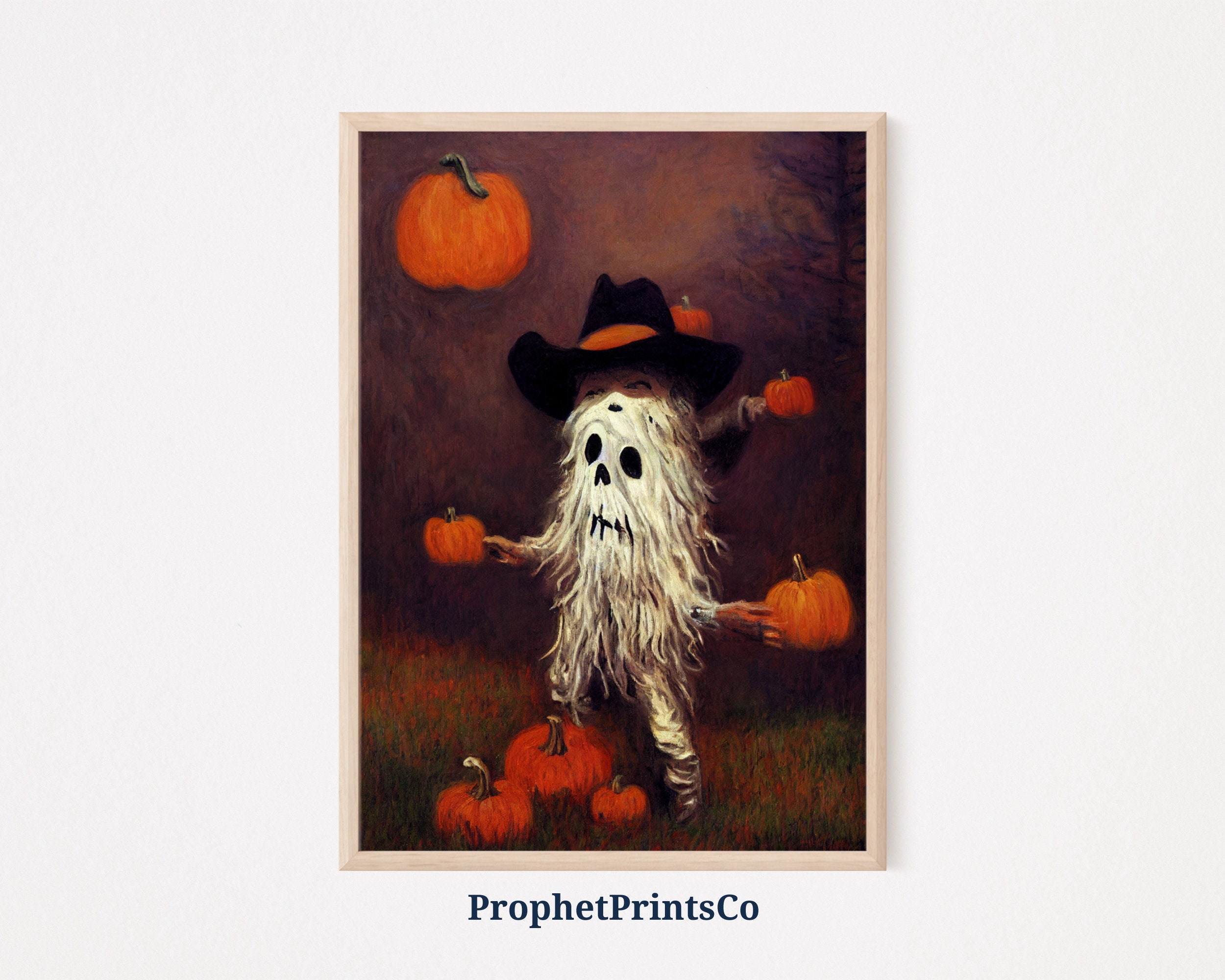 Cowboy Ghost Poster Print | Cute Ghost Wall Art | Ghost Halloween Gift ...