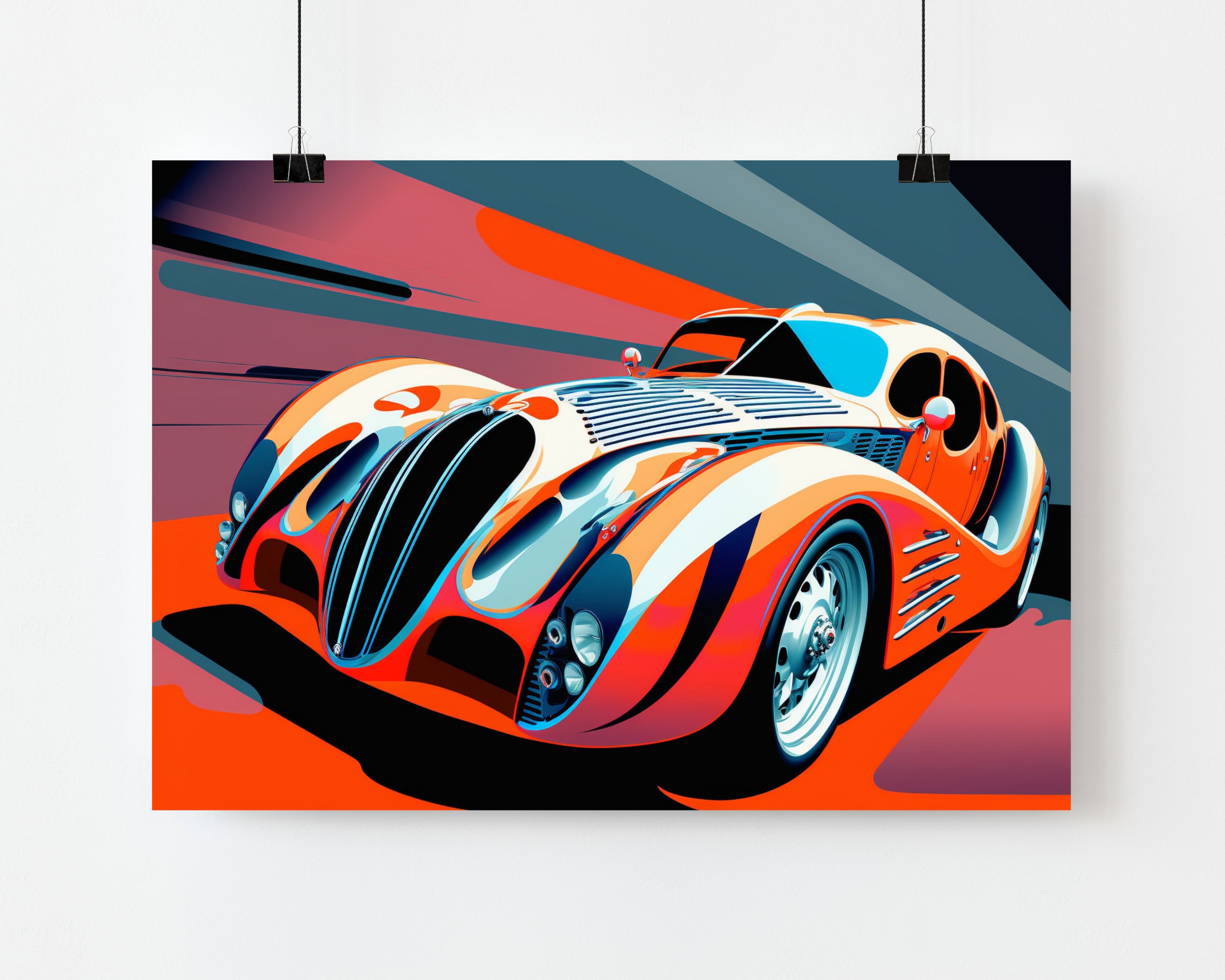Classic Car Poster Print Race Car Garage Wall Art Inspired by Matisse ...