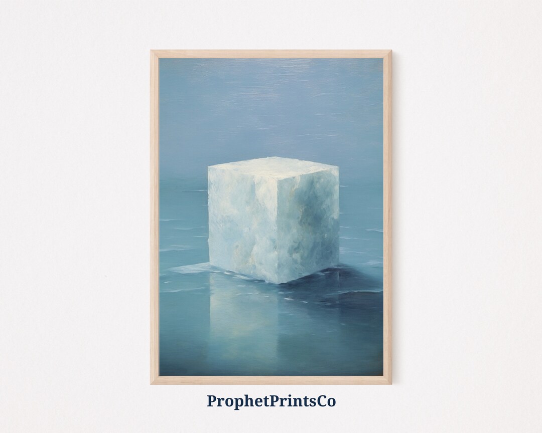 Ice Cube Oil Painting Print | Blue Aesthetic Wall Art | Ice Cube Pop ...