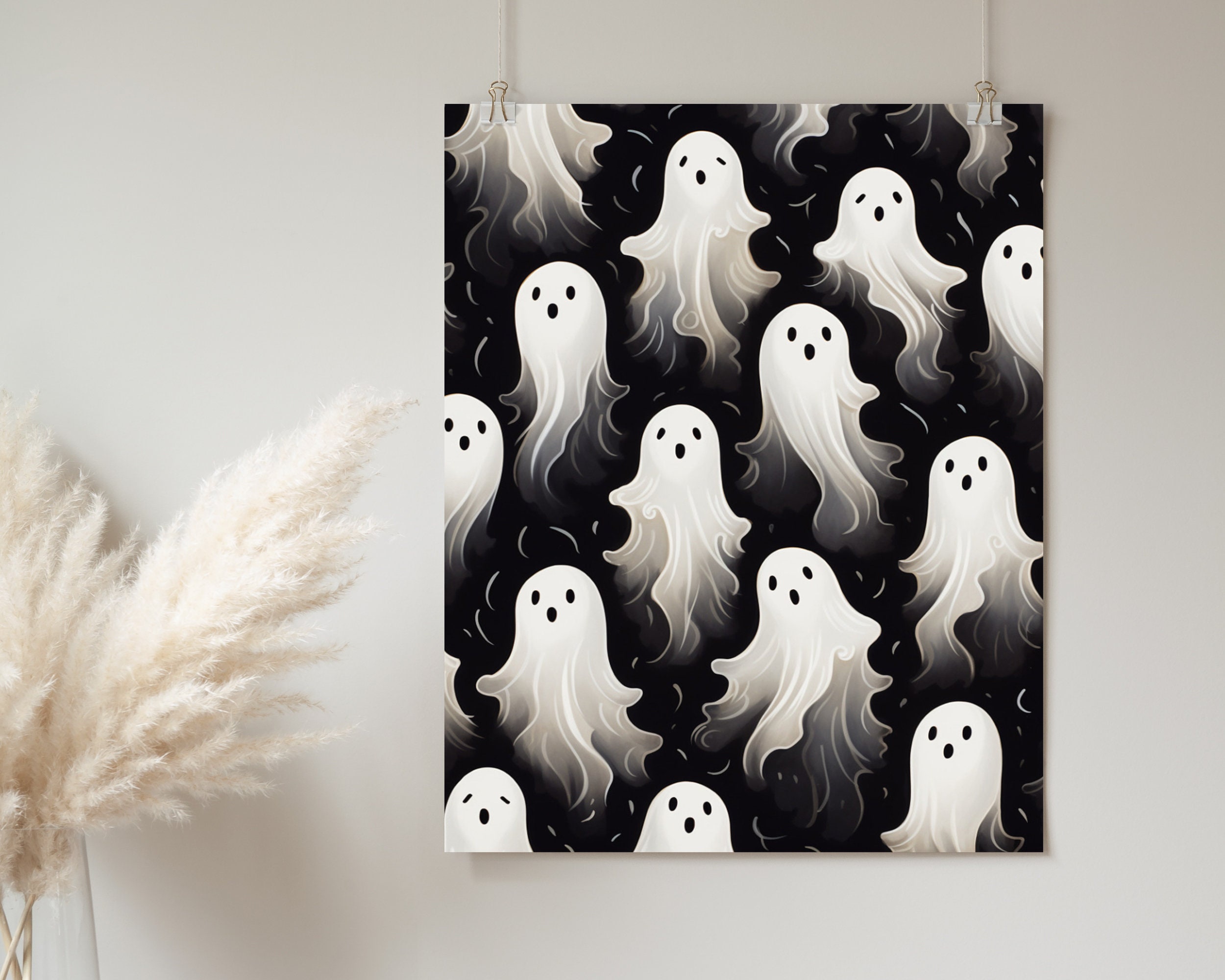 Minimal Ghost Print Aesthetic Printable Halloween Poster Halloween Wall ...
