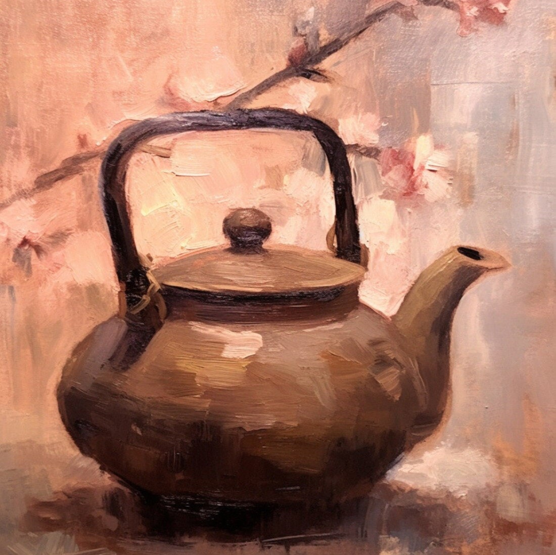 Japanese Tea Pot Painting Print Soft Tonal Wall Art Kitchen Art Print ...