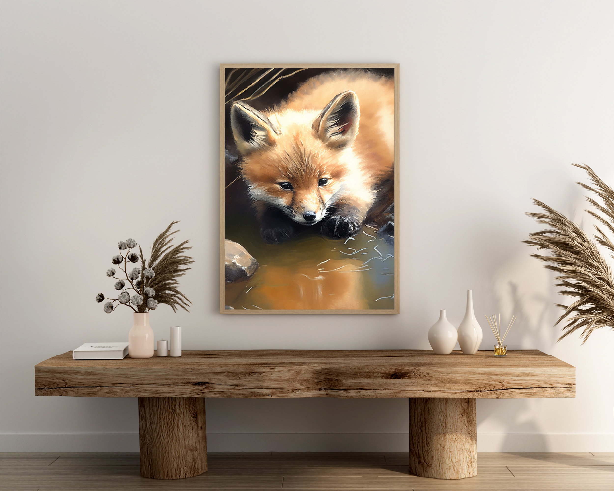 Baby Fox Poster Print Fox Nursery Wall Art Fox Lover Gift Cute Woodland ...