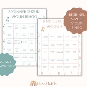 Beginner Suzuki Violin Bingo Games, Violin Practice Printable Games ...