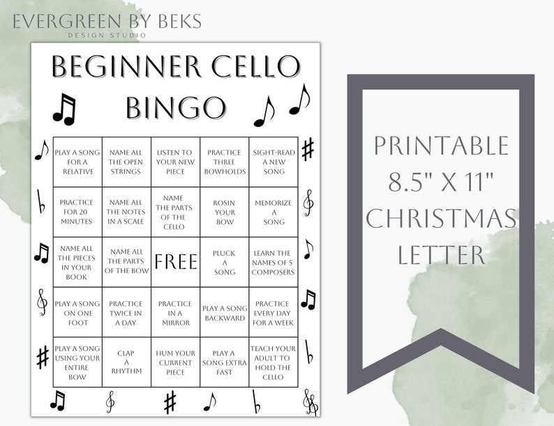Cello Bingo Game // Cello Practice Printable // Fun Cello Practice ...