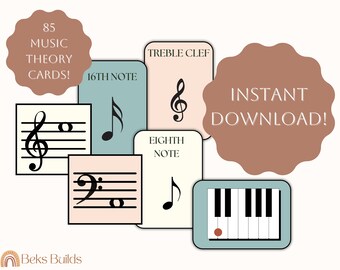 Music Flashcards, Theory Printables, Note Reading Flashcards, Piano ...