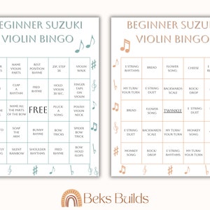 Beginner Suzuki Violin Bingo Games, Violin Practice Printable Games ...