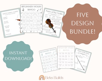 Beginner Suzuki Violin Bingo Games, Violin Practice Printable Games ...