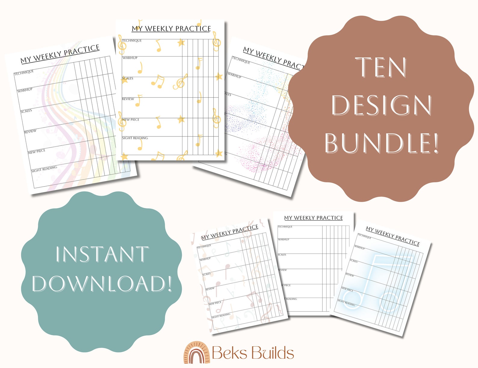 10 Practice Chart Bundle, Violin Practice Sheet, Daily Music Practice ...