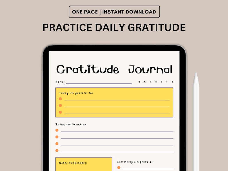 Daily Gratitude Journal Undated Journal Digital Download & - Etsy