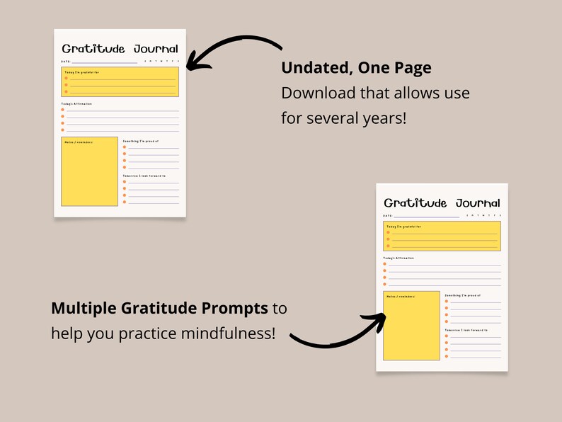 Daily Gratitude Journal Undated Journal Digital Download & - Etsy