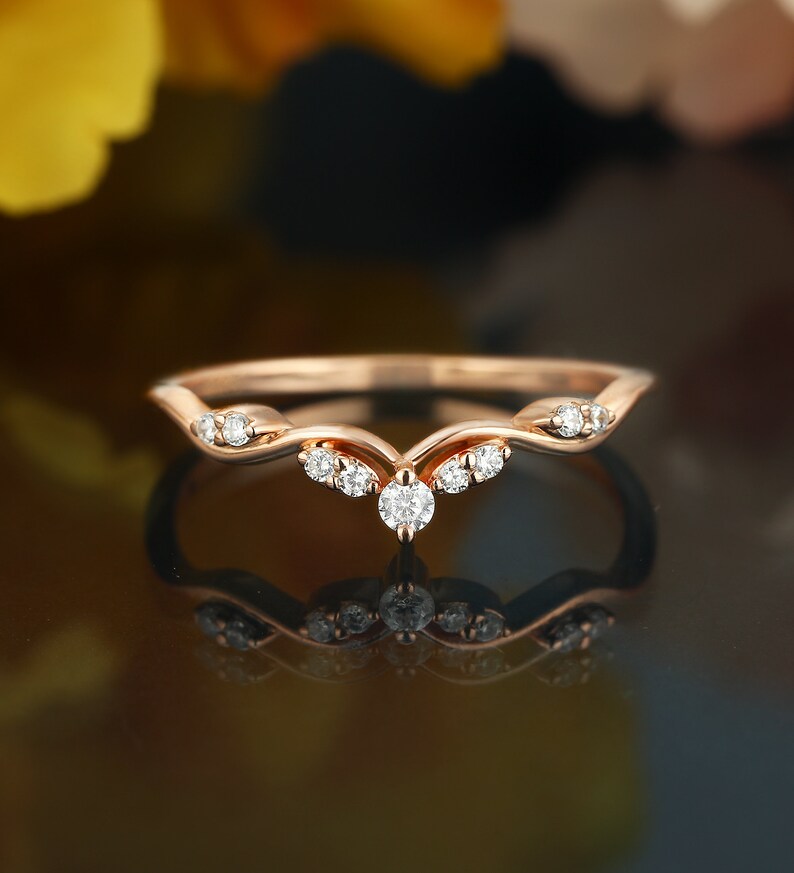Hexagon Cut Moissanite Engagement Ring, Art Deco Rose Gold Bridal Set ...