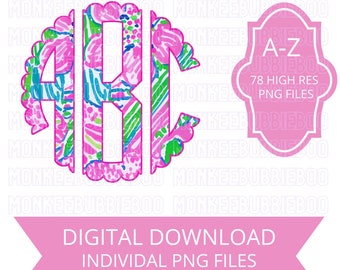 Rain Sprinkles Preppy Monogram Png, Monogram Alphabet Pack, Scallop ...