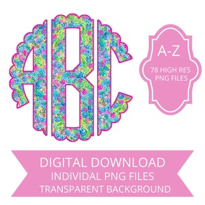 Exotic Lace Preppy Monogram Png, Monogram Alphabet Pack, Scallop Png ...