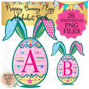 Preppy Bunny A-Z Alphabet Pack Png, Uppercase Alphabet Pack, A-Z ...