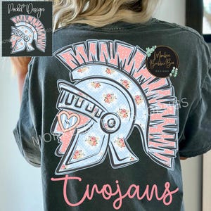 Floral Trojans PNG, Preppy Football Mascot Shirt Design, Team Spirit ...