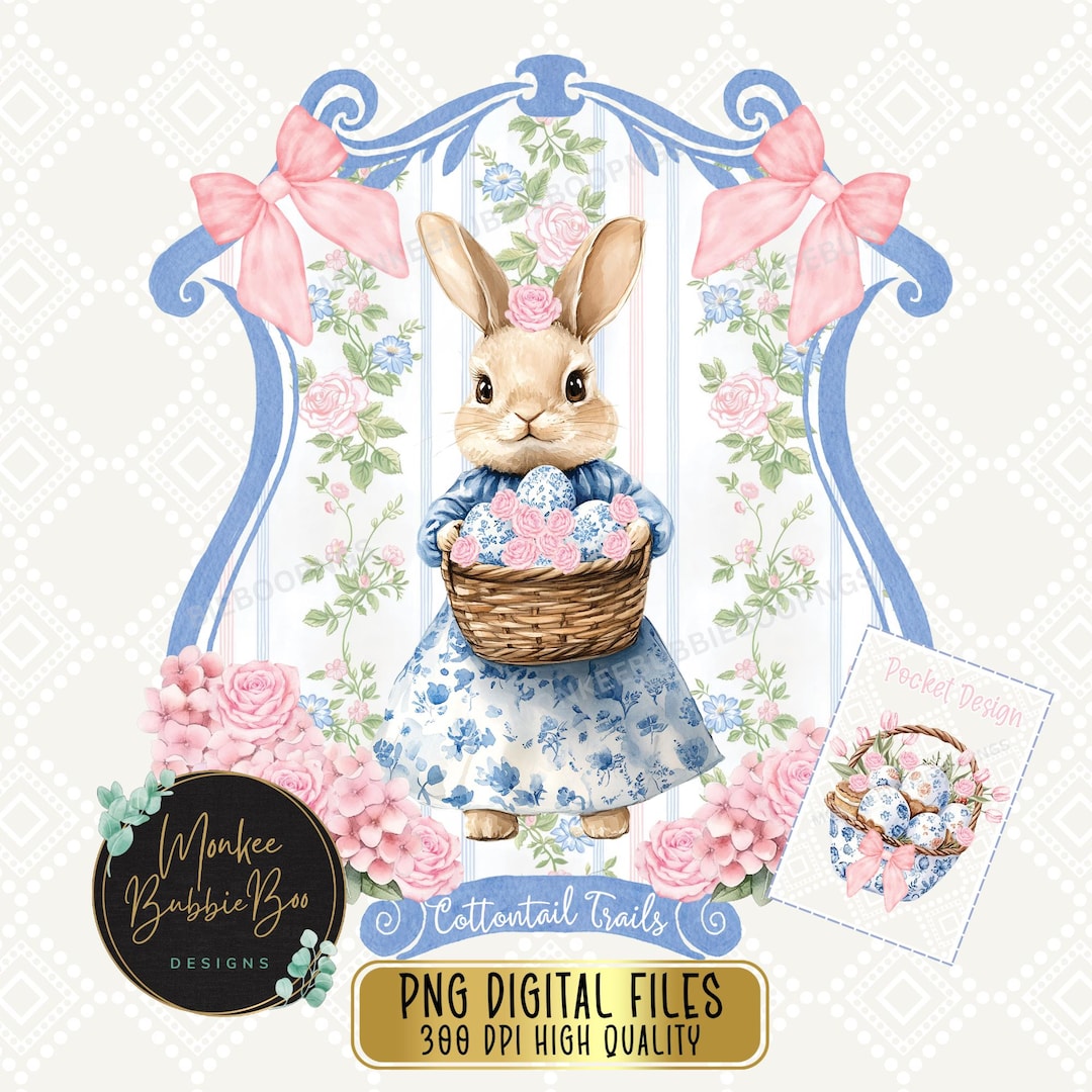 Preppy Easter PNG, Coquette Bow, Bunny Png, Easter Bunny, Easter ...