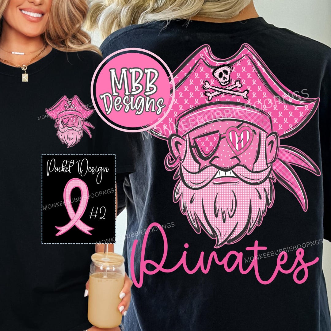 Preppy Pink Pirate Mascot PNG, Breast Cancer Awareness, Breast Cancer ...