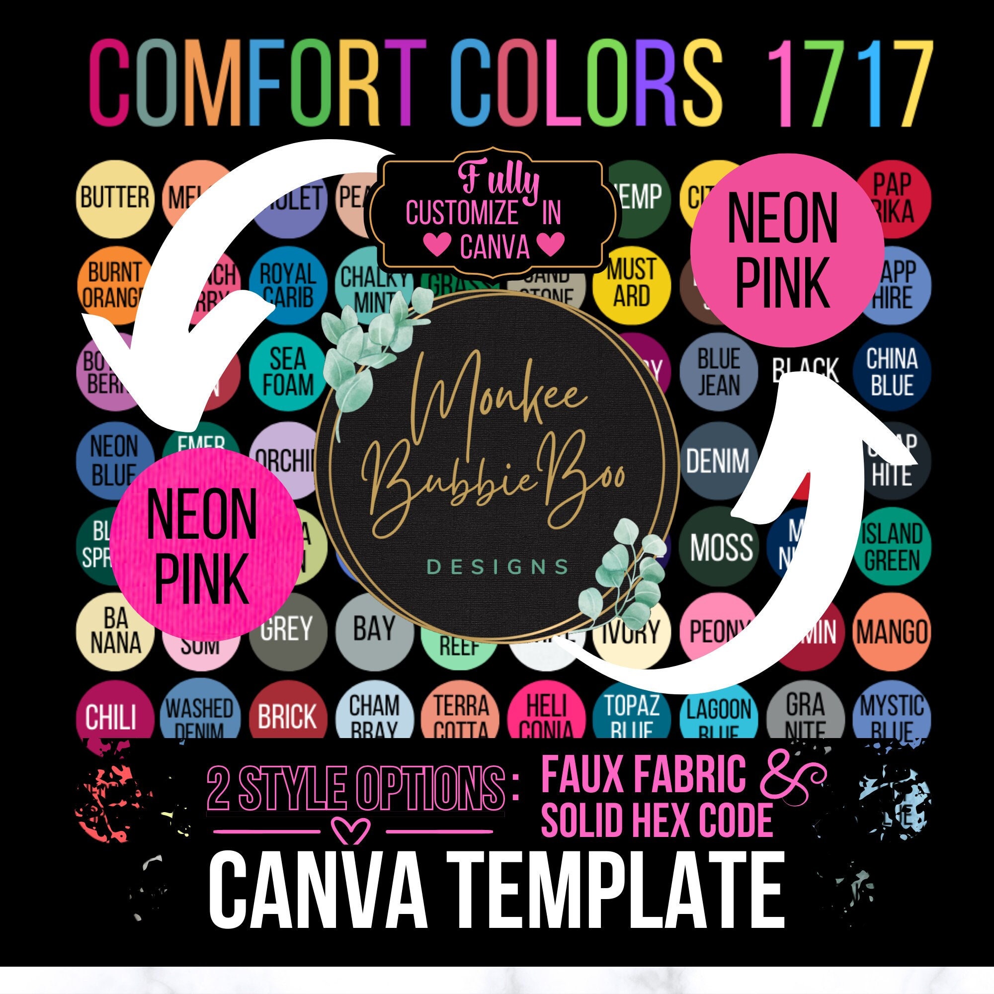 Canva Template Editable, Comfort Colors Color Chart, Editable Comfort ...
