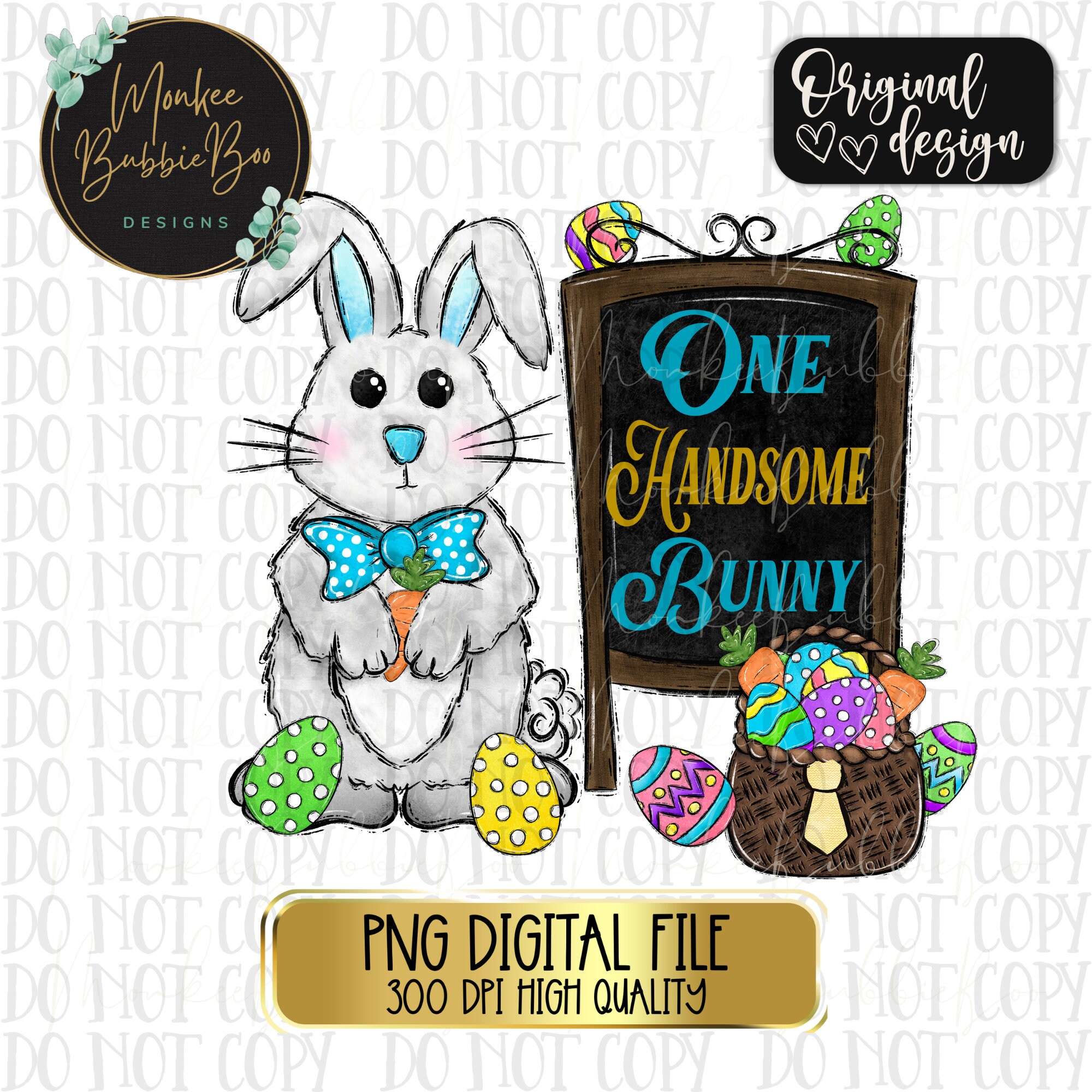 One Handsome Bunny PNG, Easter Png, Easter Bunny Sublimation, Happy ...