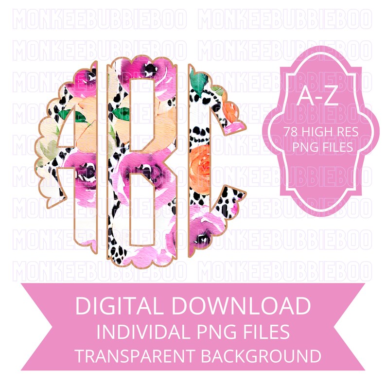 Posh Pretty Preppy Monogram Png, Monogram Alphabet Pack, Scallop ...