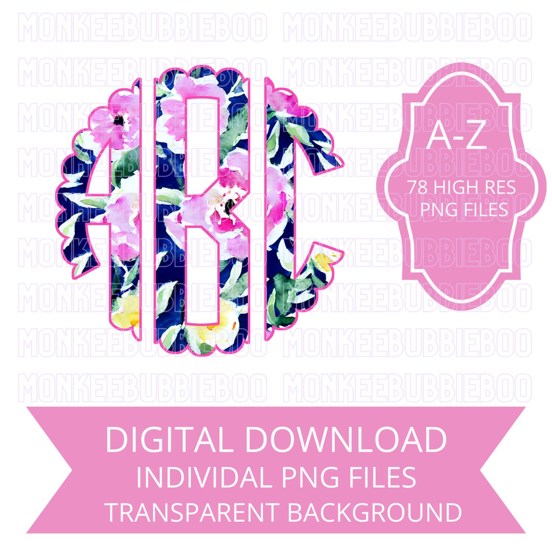 Pretty Petal Preppy Monogram Png, Monogram Alphabet Pack, Scallop ...