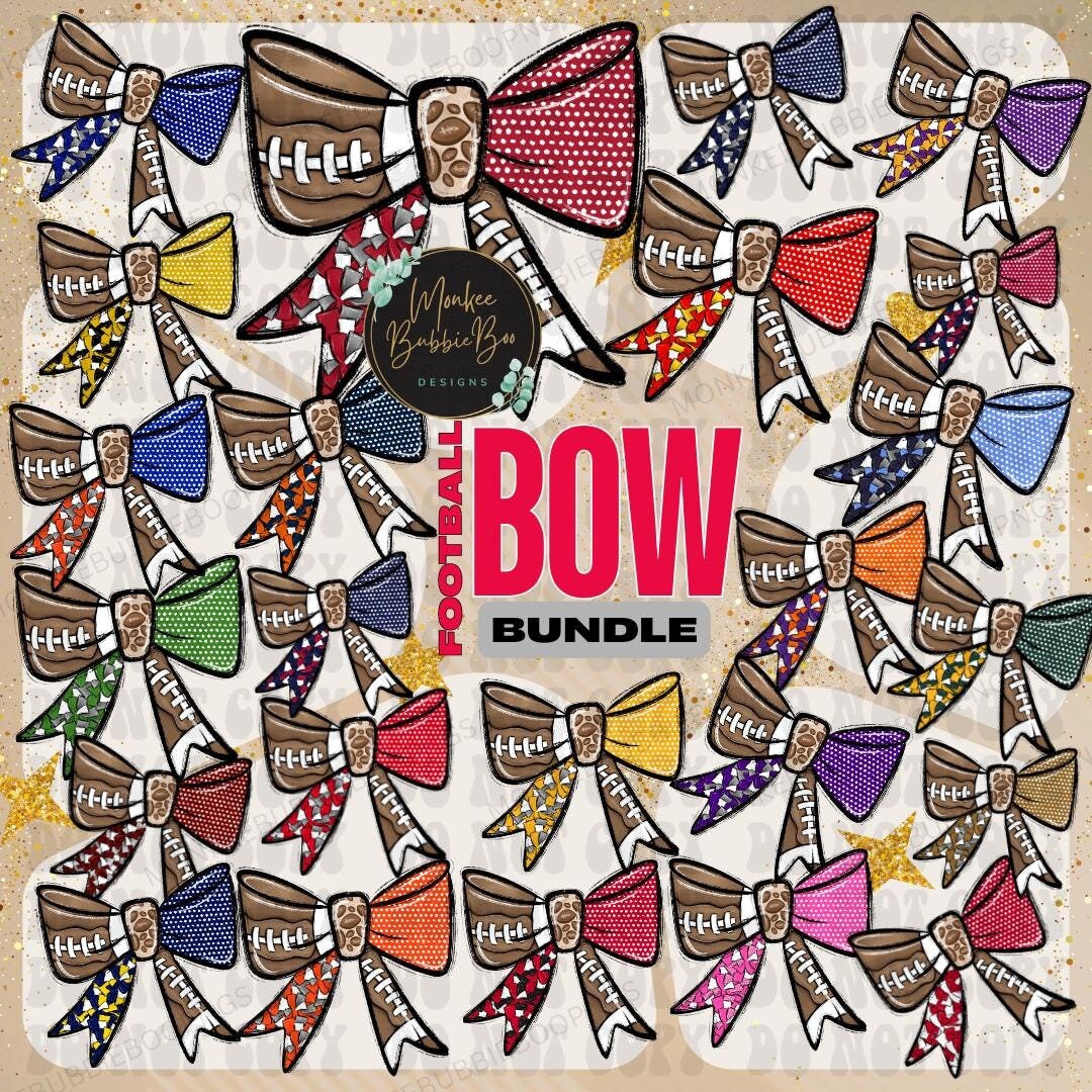Preppy Football Bow PNG, Coquette Bow Png, Football PNG, Football Bow ...