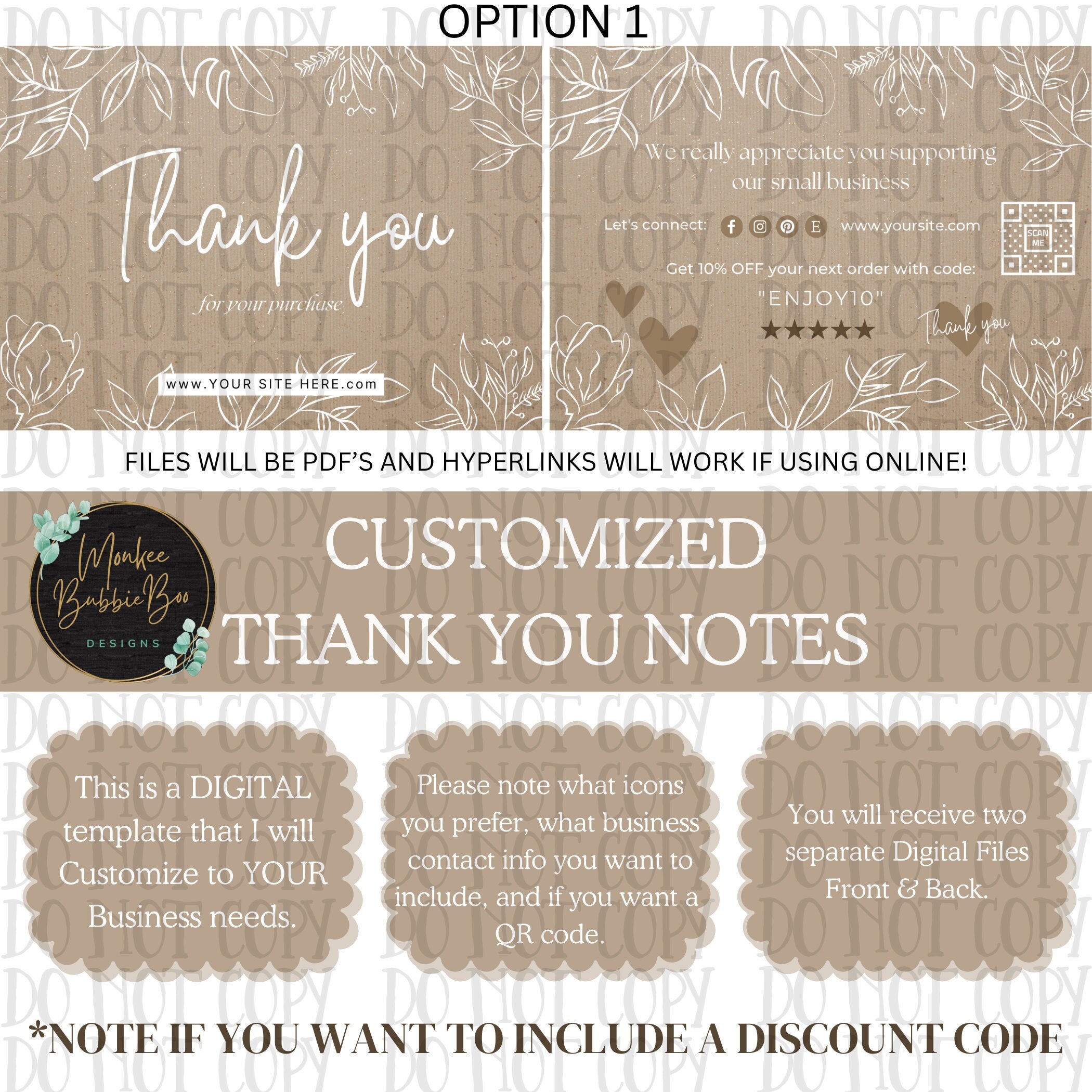 Printable Thank You Card, Thank You Card, Personalized Package Inserts ...