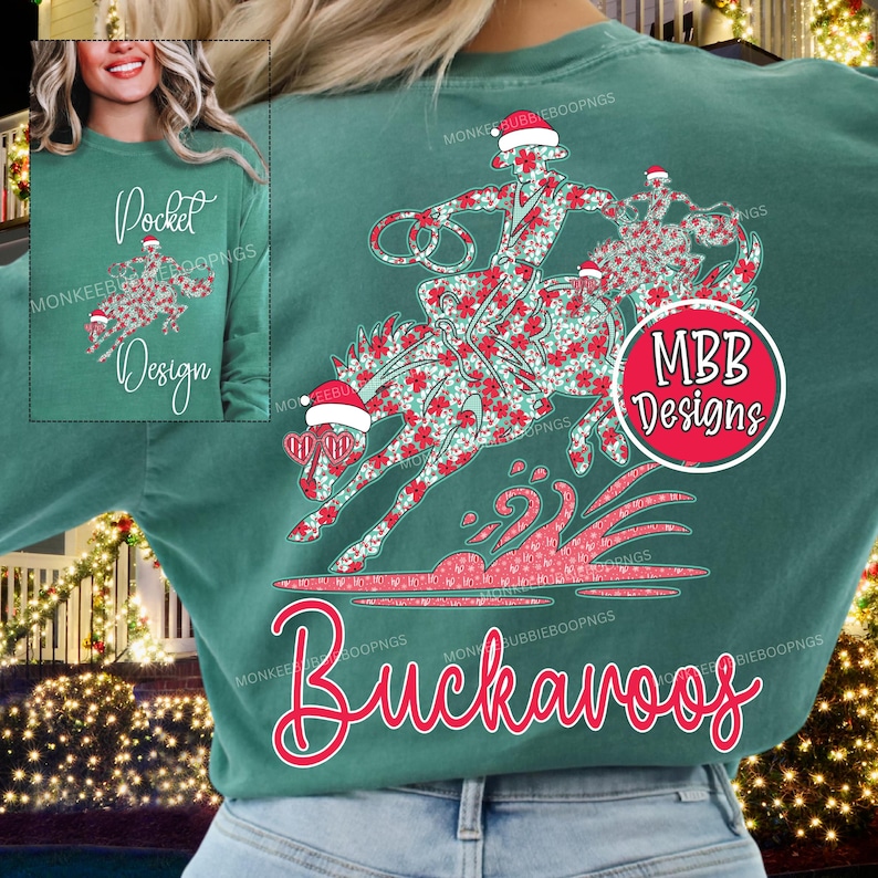 Preppy Floral Buckaroos PNG, Preppy Football Mascot Shirt Design, Team ...