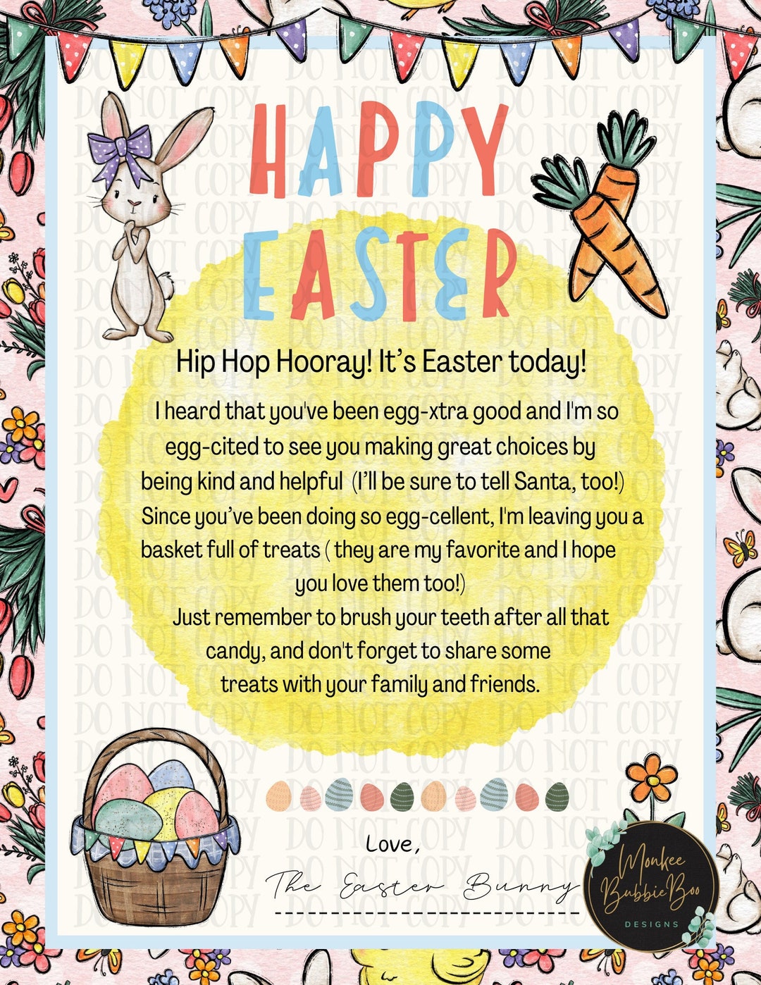Printable Easter Letter and Certificate, Easter Bunny Letter, Easter ...