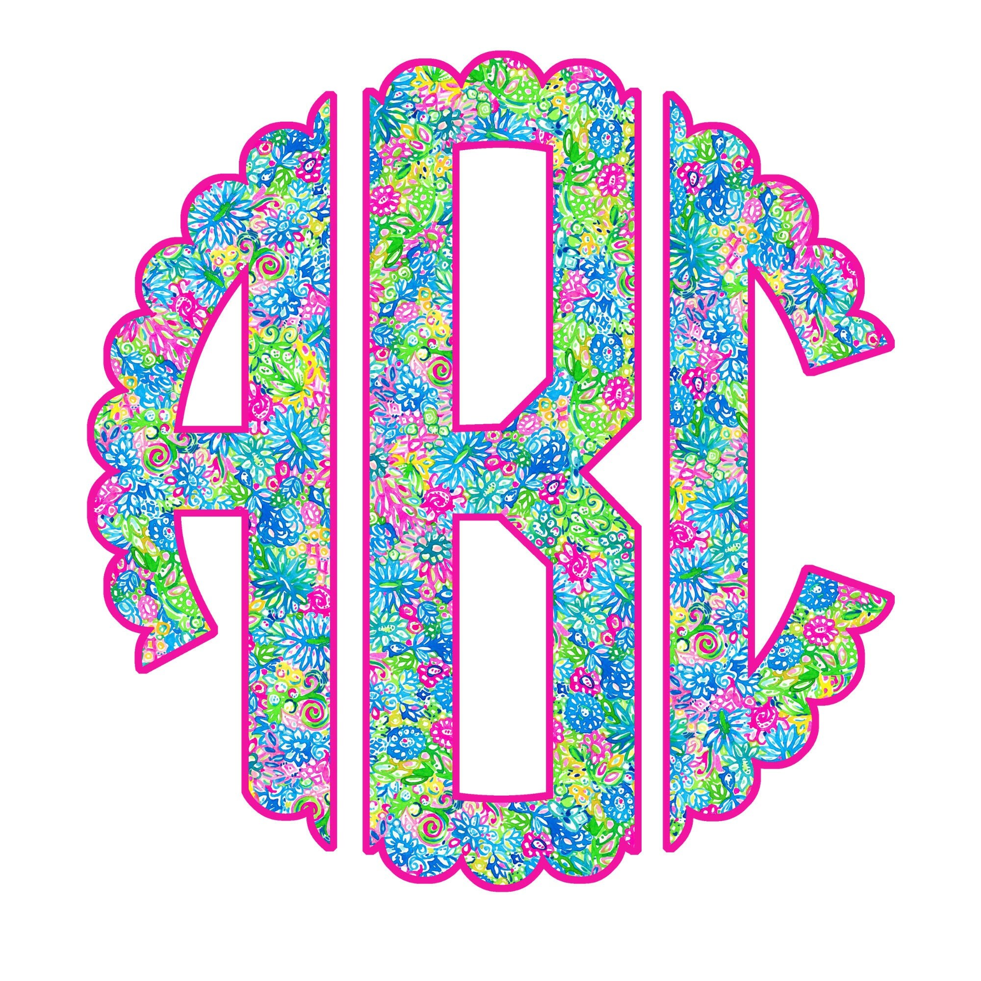 Exotic Lace Preppy Monogram Png, Monogram Alphabet Pack, Scallop Png ...