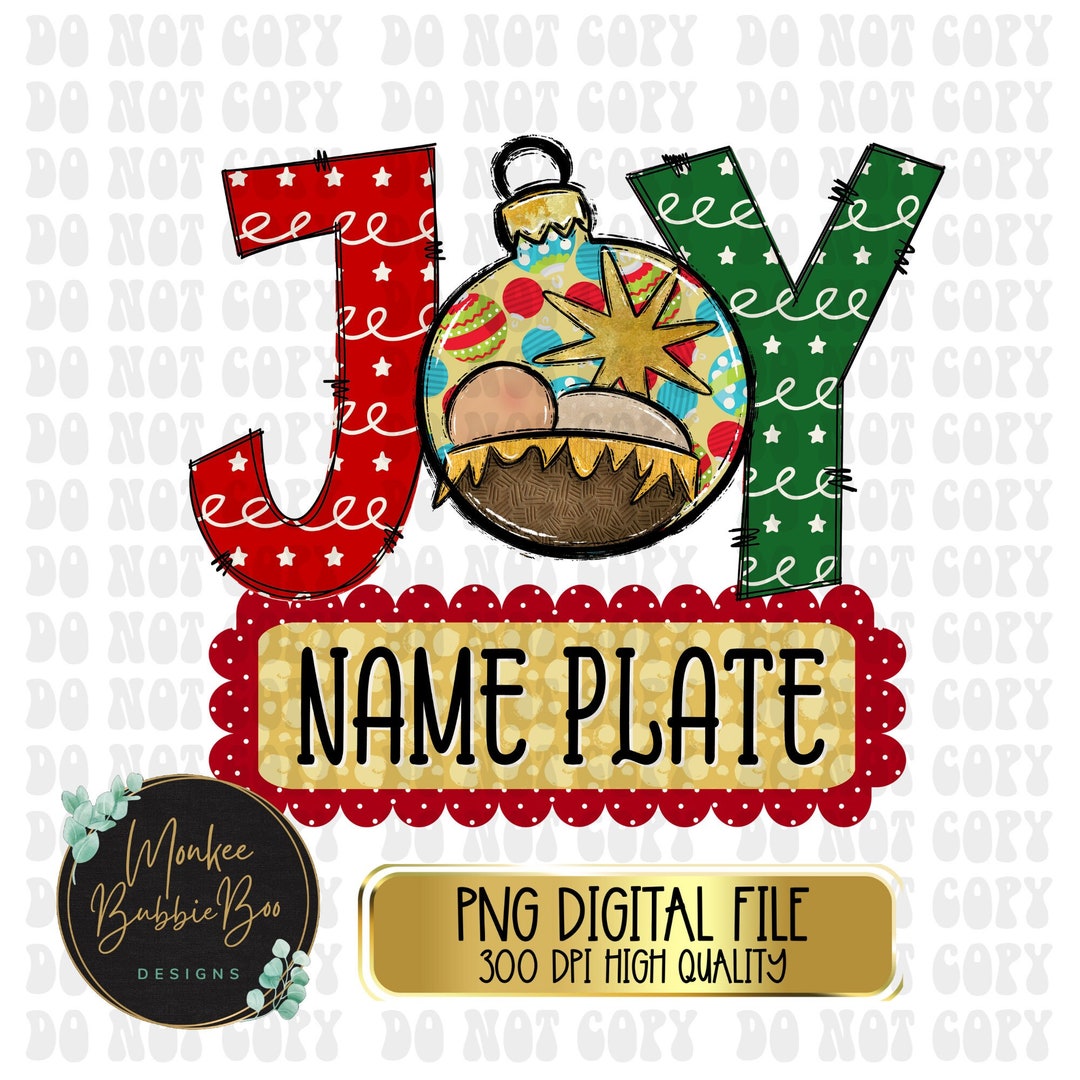 BLANK Name Plate, Christmas PNG, Joy Png, Christmas Sublimation, Joy ...