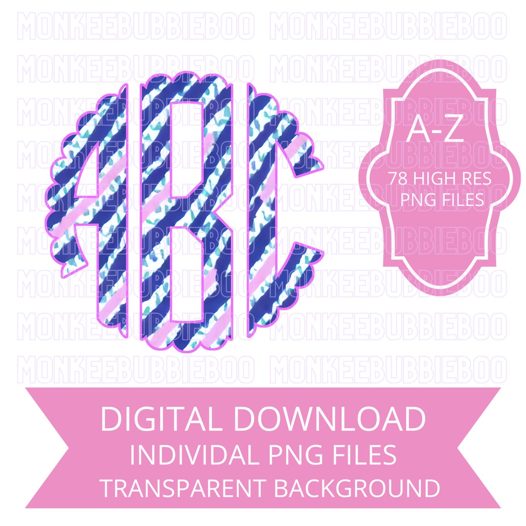 Makin' Waves Preppy Monogram Png, Monogram Alphabet Pack, Scallop ...