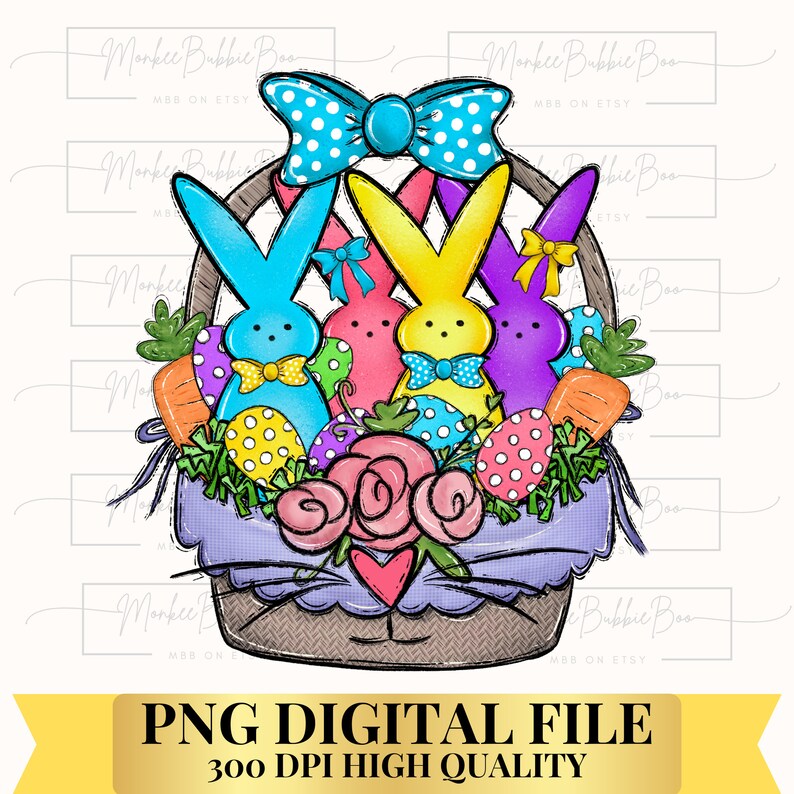 Easter Basket PNG, Peeps Png, Easter Png, Easter Bunny Sublimation ...