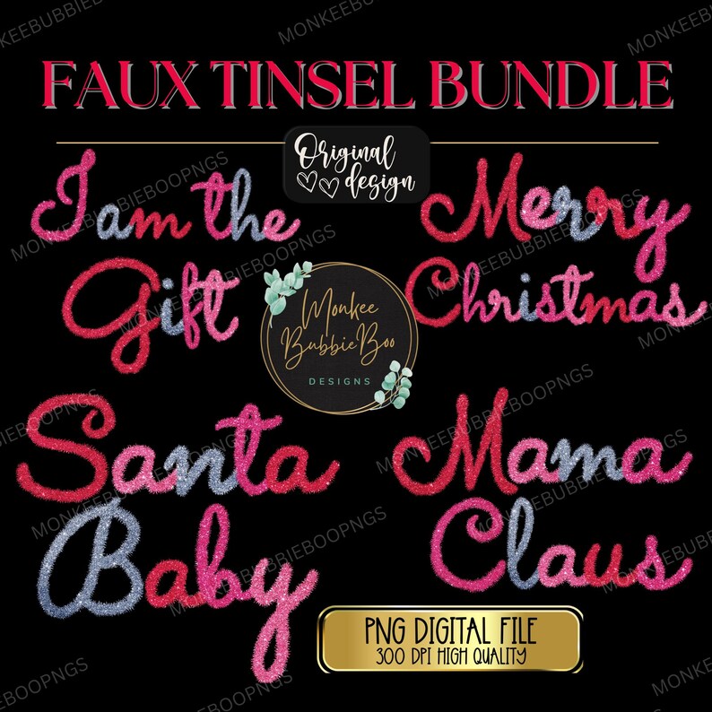 Christmas Bundle PNG, Faux Tinsel Png, Christmas Sublimation, Christmas ...