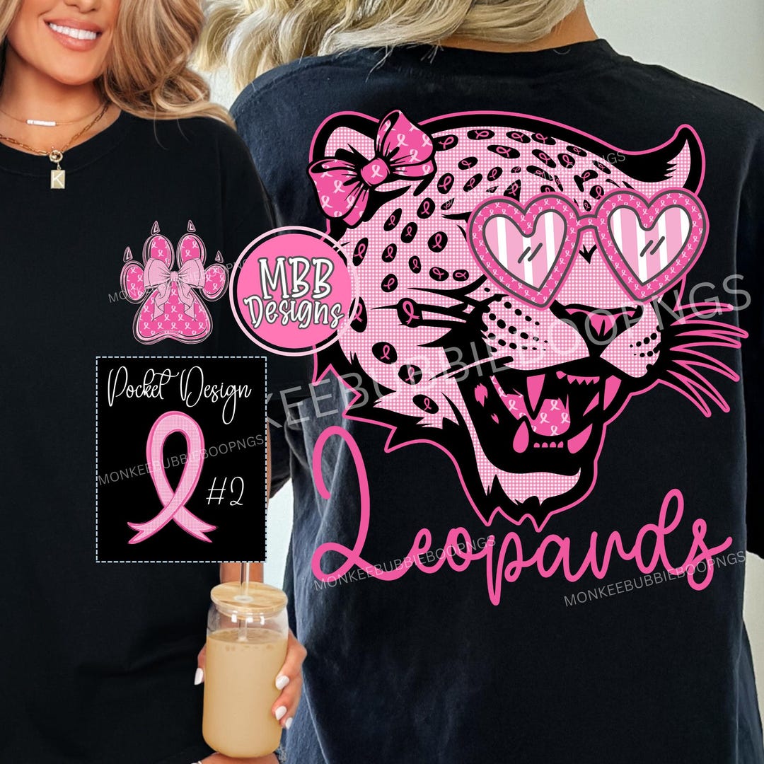 Preppy Pink Leopards Mascot PNG, Breast Cancer Awareness, Breast Cancer ...