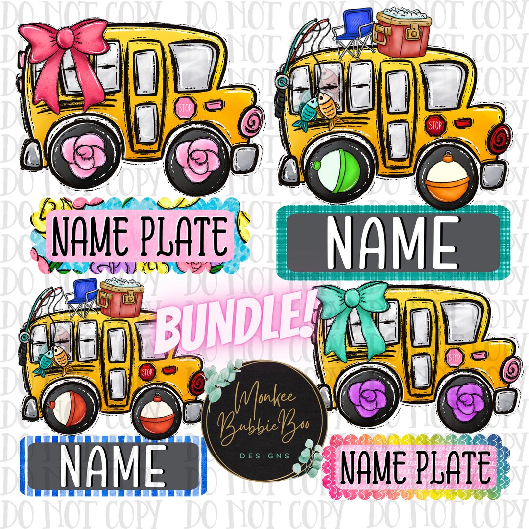 School Bus Name Plate BUNDLE Pngs, School Sublimation Design, School ...