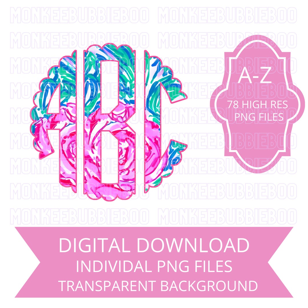 Sassy Frass Preppy Monogram Png, Monogram Alphabet Pack, Scallop ...
