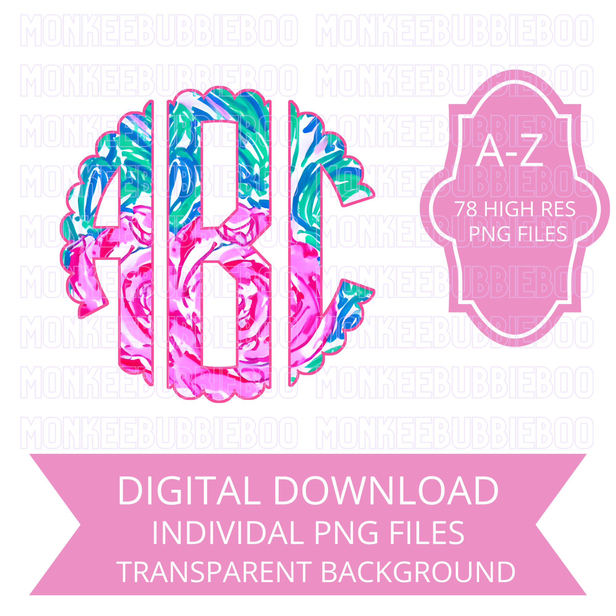 Sassy Frass Preppy Monogram Png, Monogram Alphabet Pack, Scallop ...