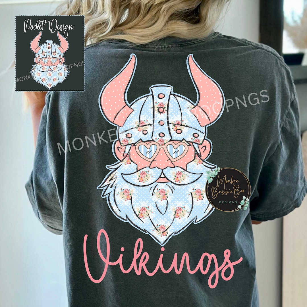 Floral Vikings PNG, Preppy Football Mascot Shirt Design, Team Spirit ...