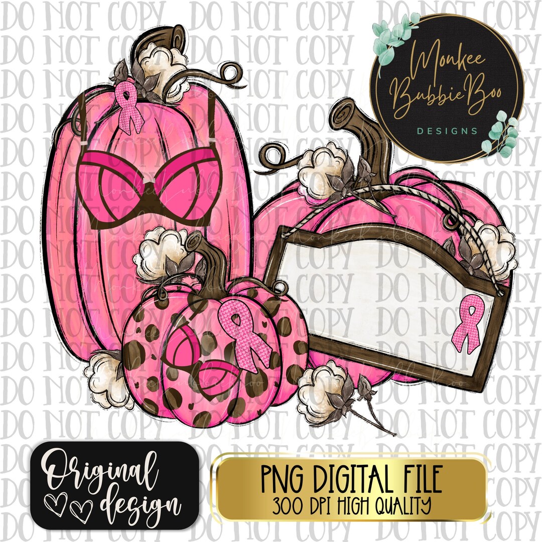 Breast Cancer Pumpkins Blank Sign PNG, Cancer Awareness Png, Pink Out ...