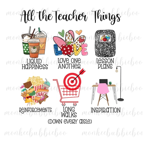 All the Teacher Things PNG Teacher Pngs Teacher Sublimation - Etsy