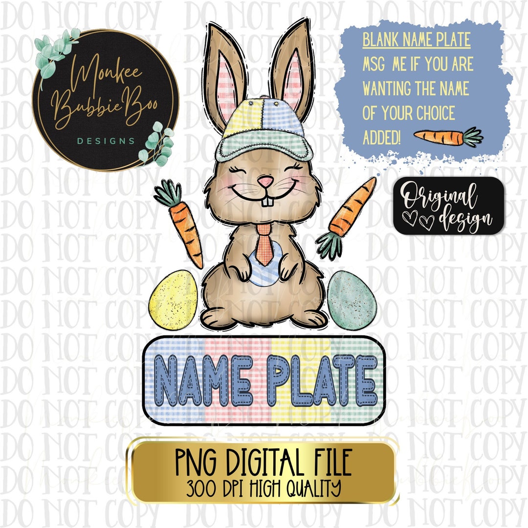 Easter Name Plate Png, Boy Sublimation, Bunny Png, Easter, Little Boy ...