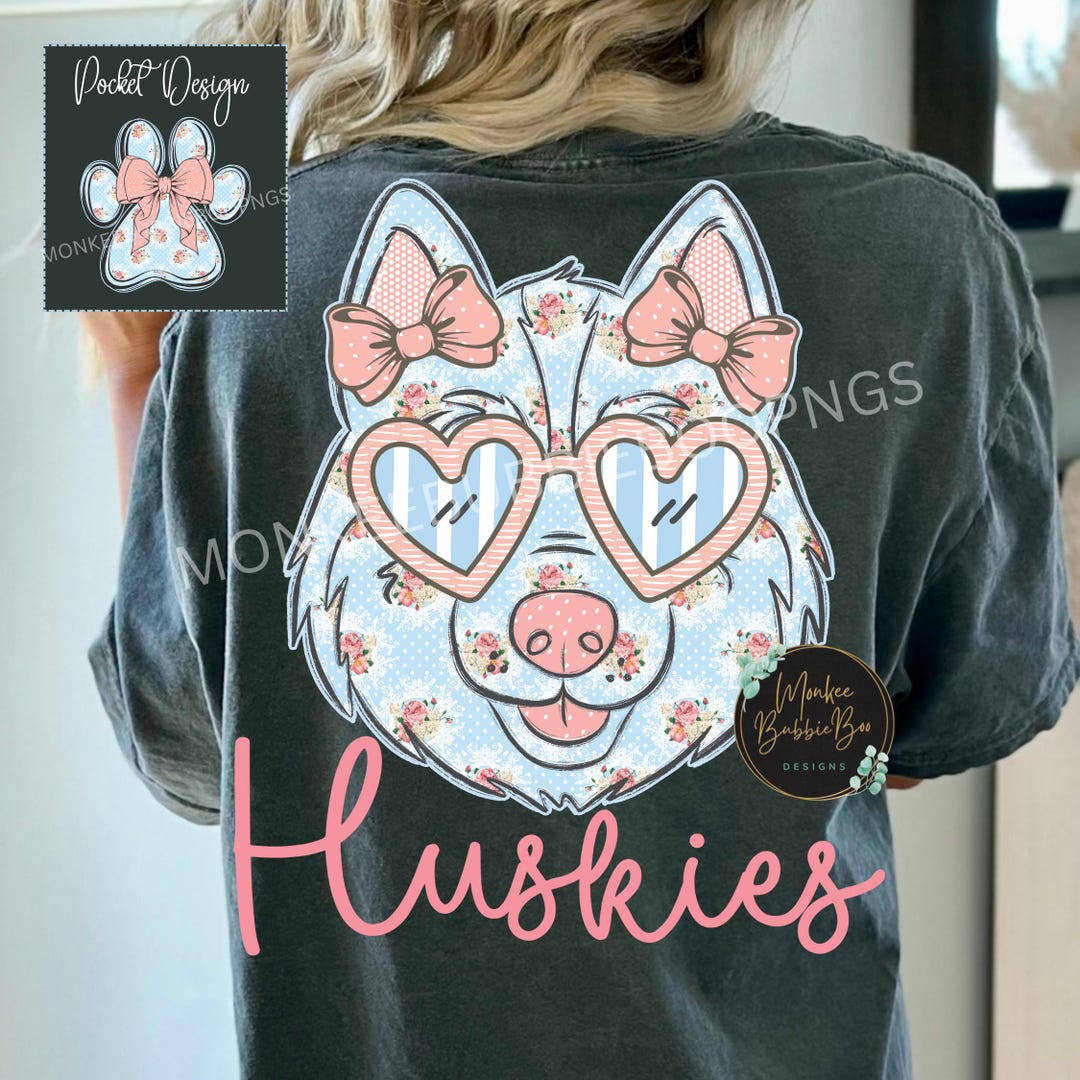 Floral Husky PNG, Preppy Football Mascot Shirt Design, Husky PNG ...