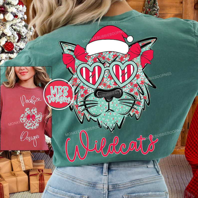 Christmas Wildcats PNG, Preppy Holiday Wildcat Shirt Design, Santa Hat ...