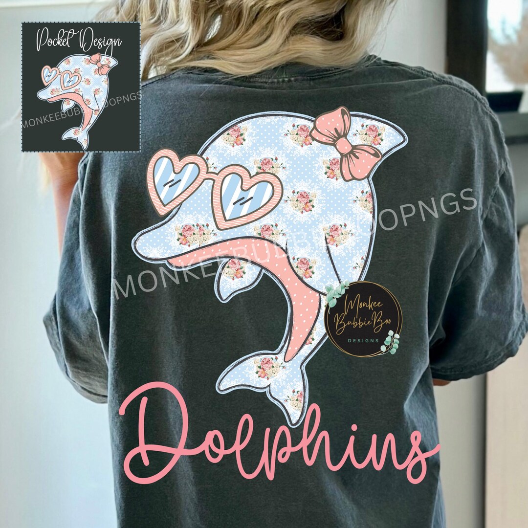 Floral Dolphins PNG, Preppy Dolphins Mascot Shirt Design, Dolphins ...