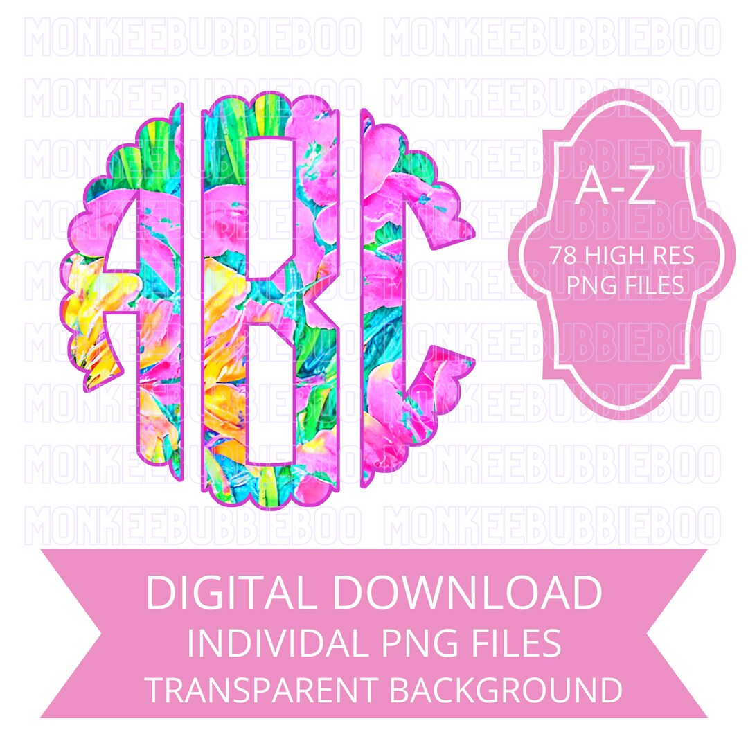 Bahama Mama Preppy Monogram Png, Monogram Alphabet Pack, Scallop ...