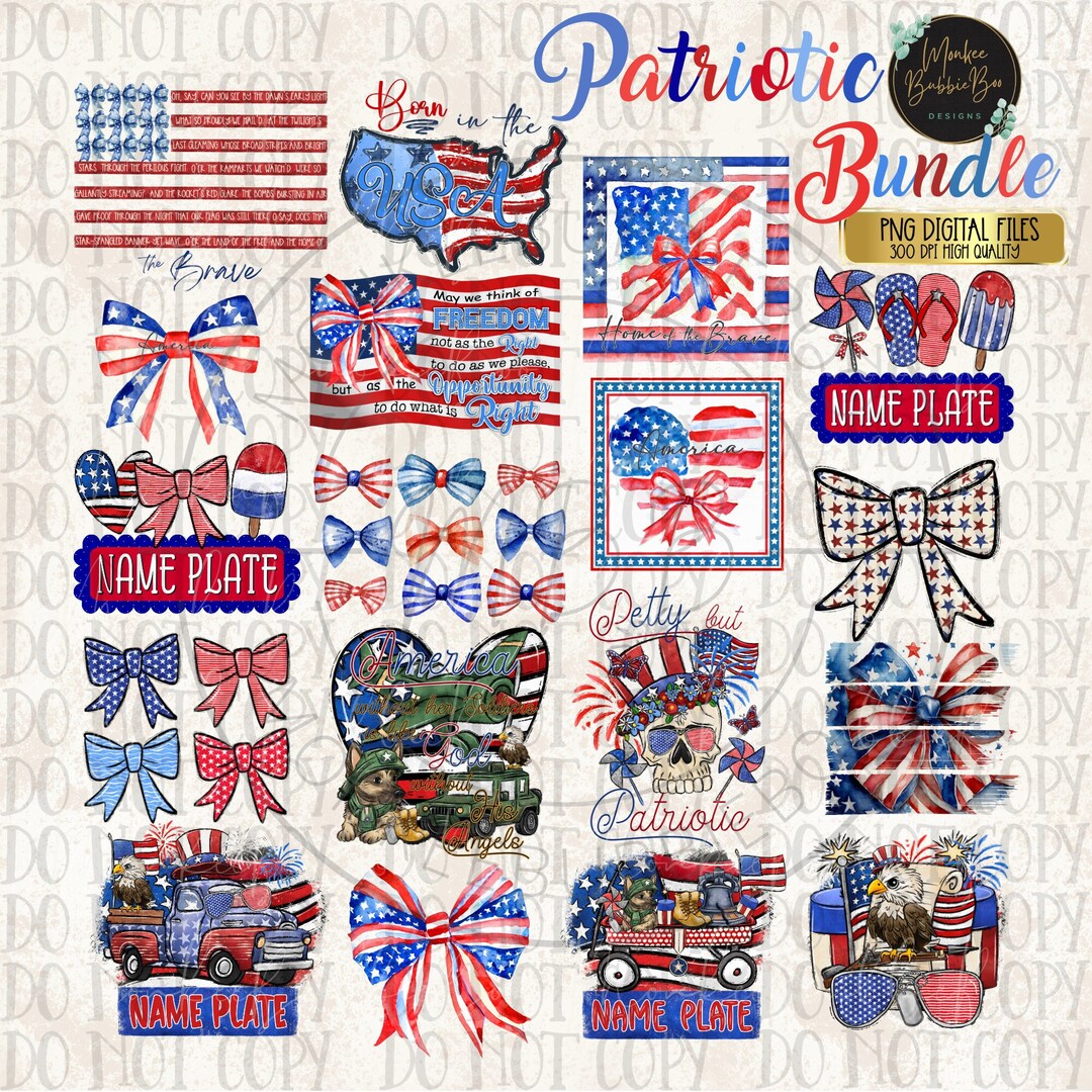 Patriotic Bundle PNG, July 4th, Independence Day, 4th of July, Png, USA ...
