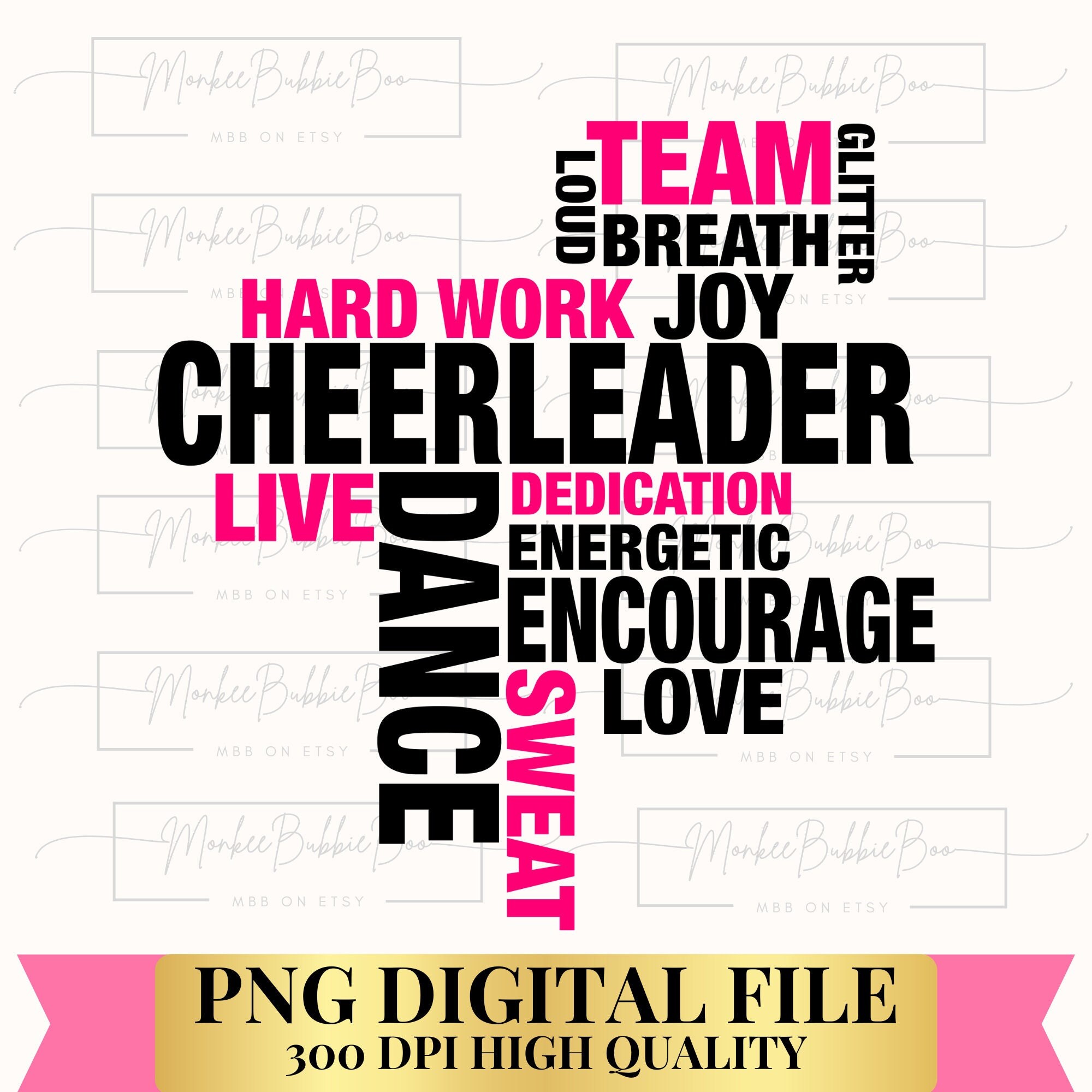 Cheer Typography, Cheer, Cheerleading Sublimation Designs, Team Spirit ...